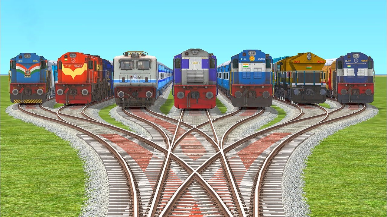 7 TRAIN CROSSING ON SMALL DIAMOND RAILROAD TRACK | Utkrist Express ...