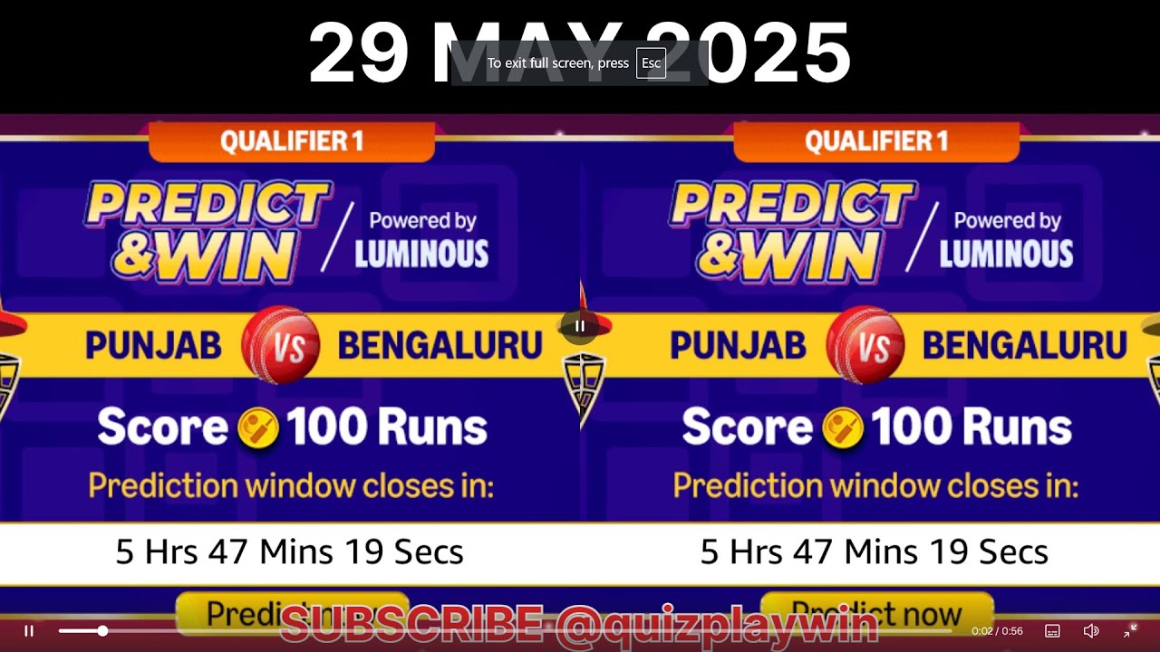Amazon PREDICT AND WIN SCORE 100 Runs daily 29 May 2025 | #quizplaywin ...