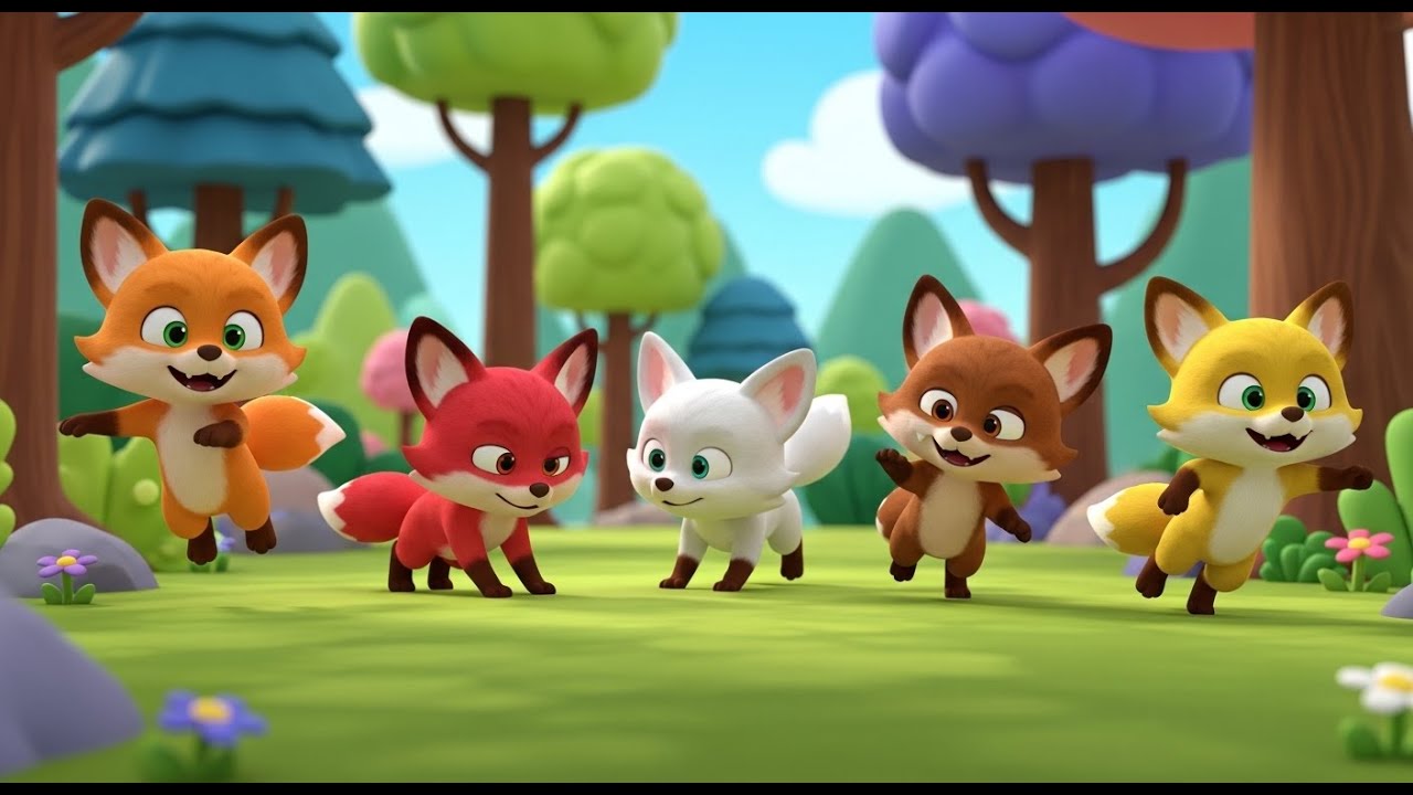 Fünf kleine Füchse schleichen sich davon | Lustiges Kinderlied zum ...