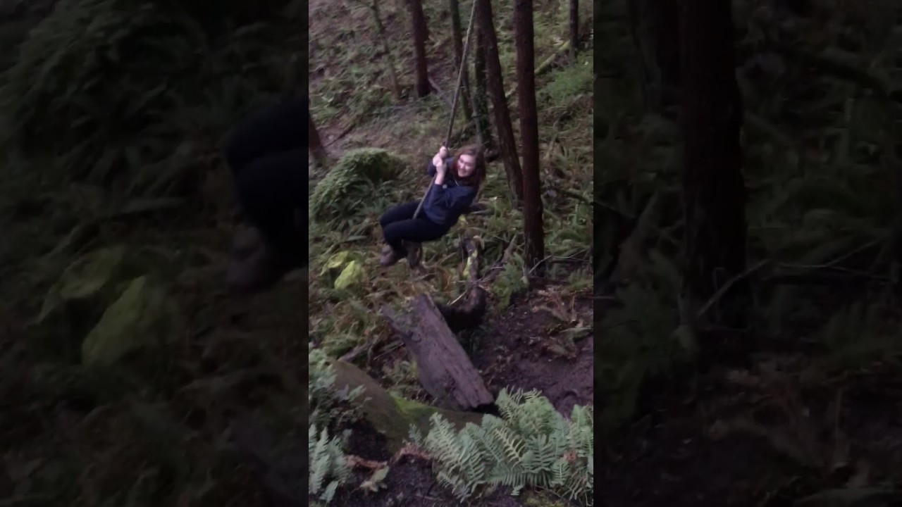 Girl falls off rope swing. - YouTube