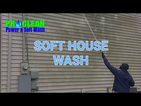 Soft house wash. 20 years of algae growth dissappears in minutes. - YouTube