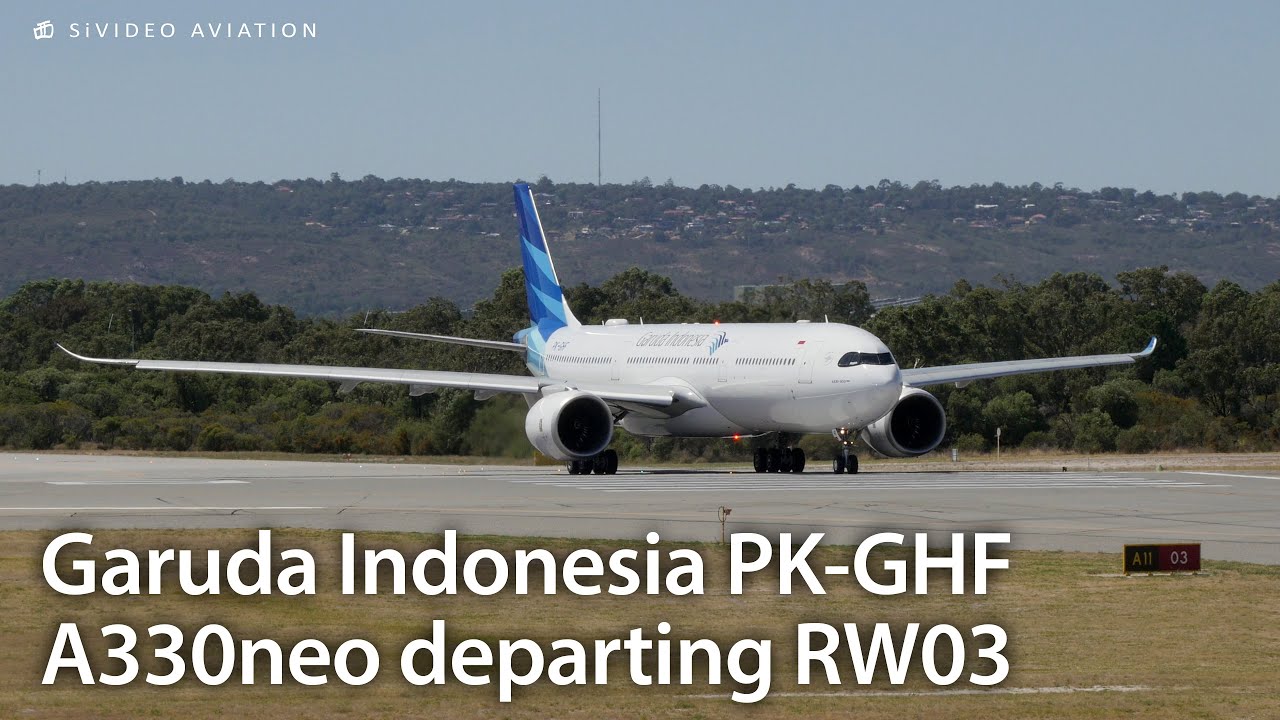 First visit - Garuda Indonesia (PK-GHF) A330neo departing RW03 at Perth ...