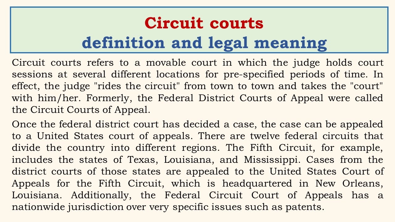 Circuit courts definition and legal meaning - YouTube