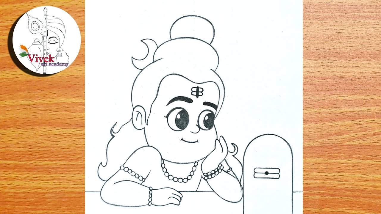 Cute Bhole Baba and Shivling Drawing | Mahadev Drawing Tutorial - YouTube