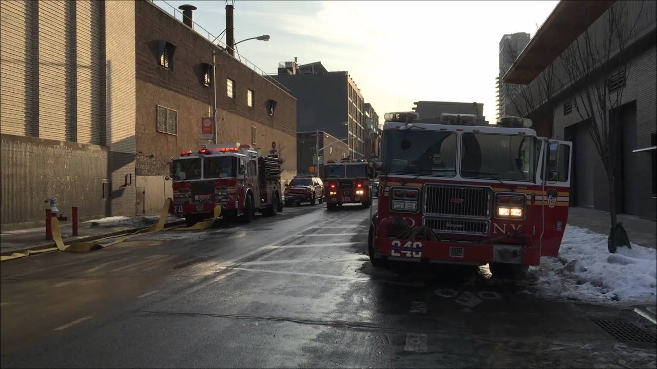 FDNY ENGINE 305 RESPONDING MODIFIED INTO 7 ALARM WAREHOUSE FIRE IN ...