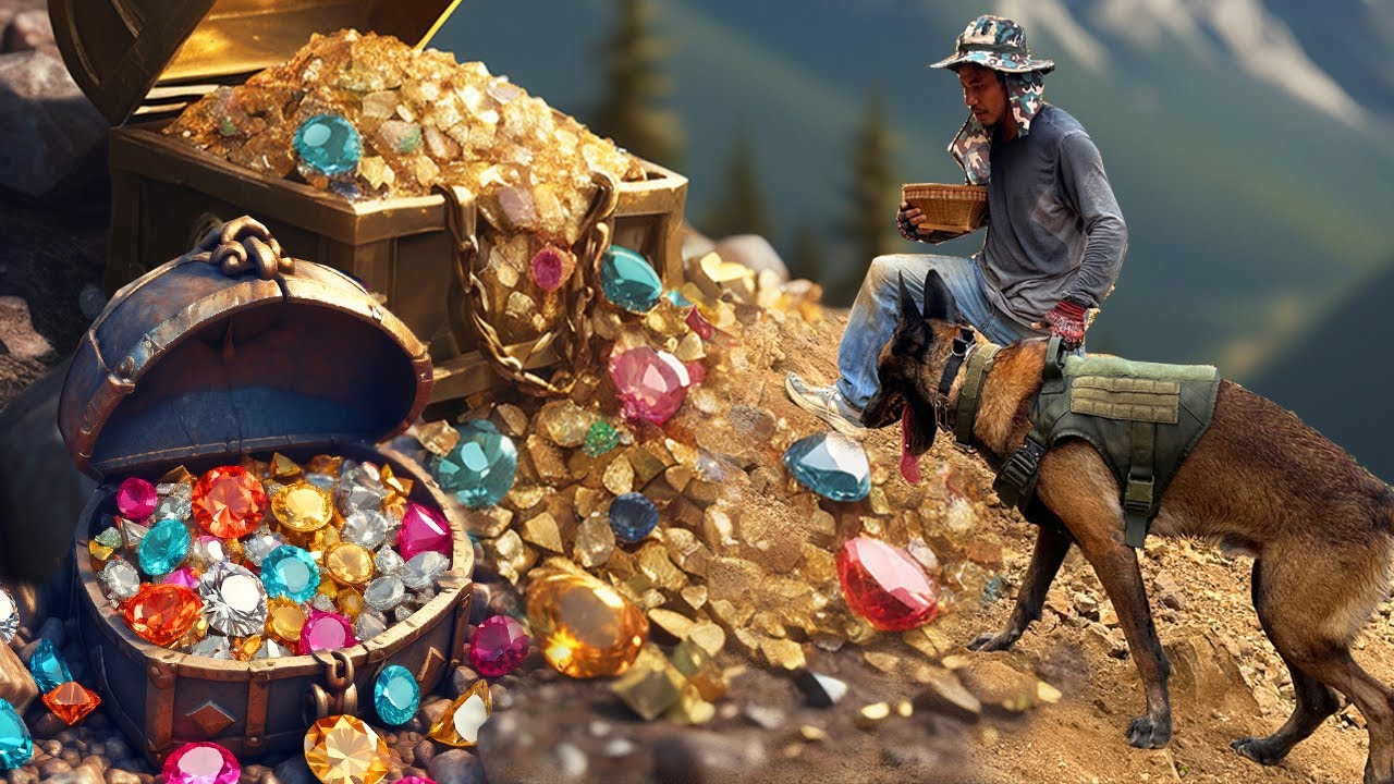 Amazing Looking for Treasure GOLD Under Stone By Smart Dog - Real ...