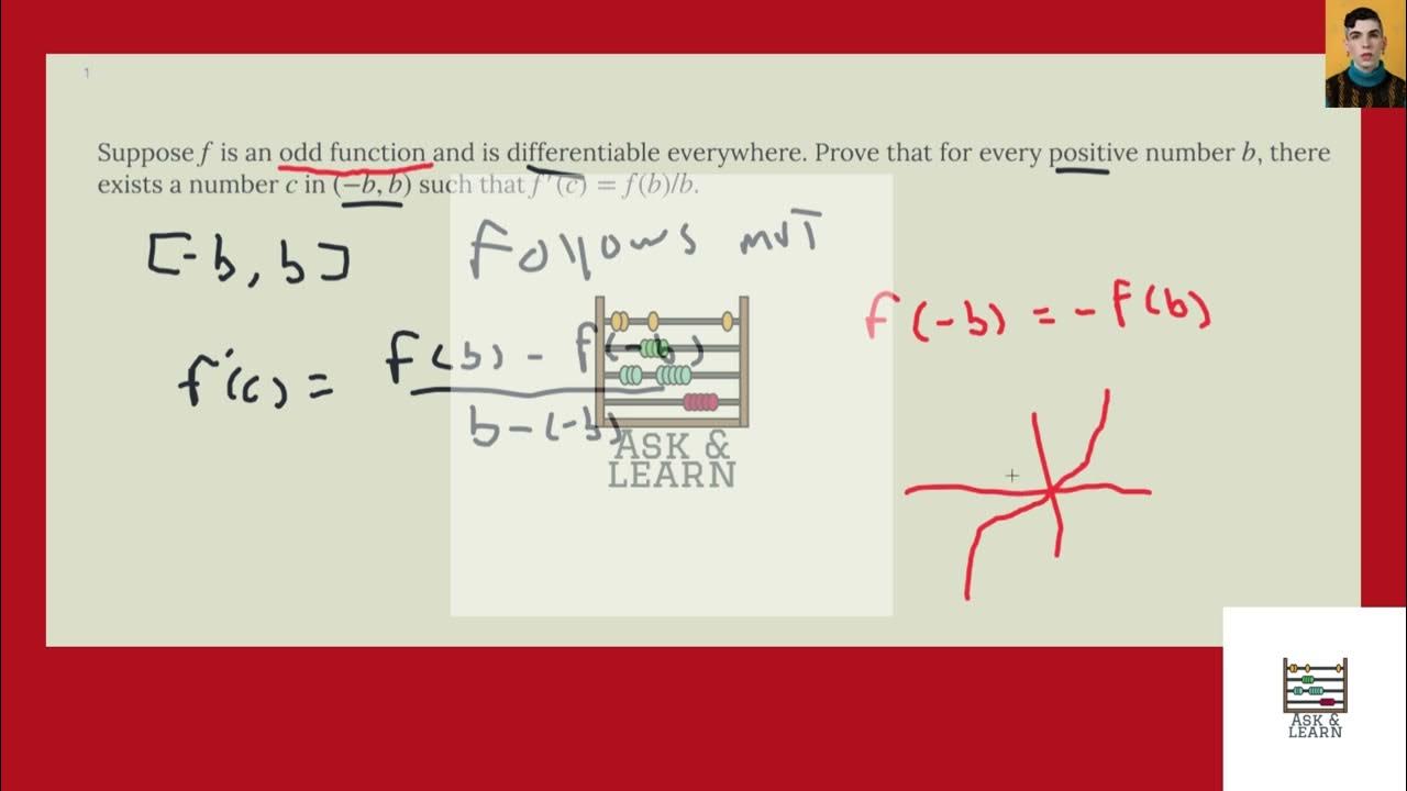 [Math] Suppose is an odd function and is differentiable everywhere ...