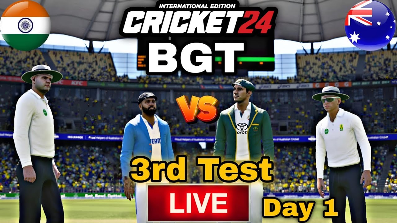 India vs Australia - Live BGT 3rd Test Day 1 - Cricket 24 #live - YouTube