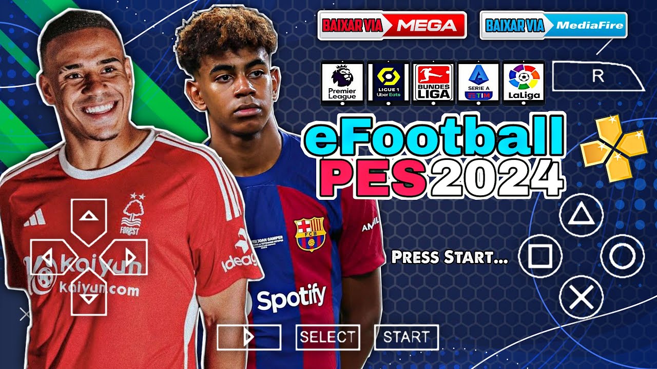 Novo eFootBall PES 2024 PPSSPP Atualizado Narração Galvão Bueno ...