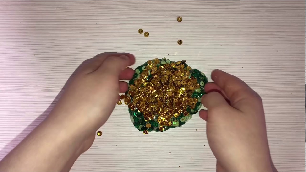 Green sequin slime Слайм с пайетками - YouTube