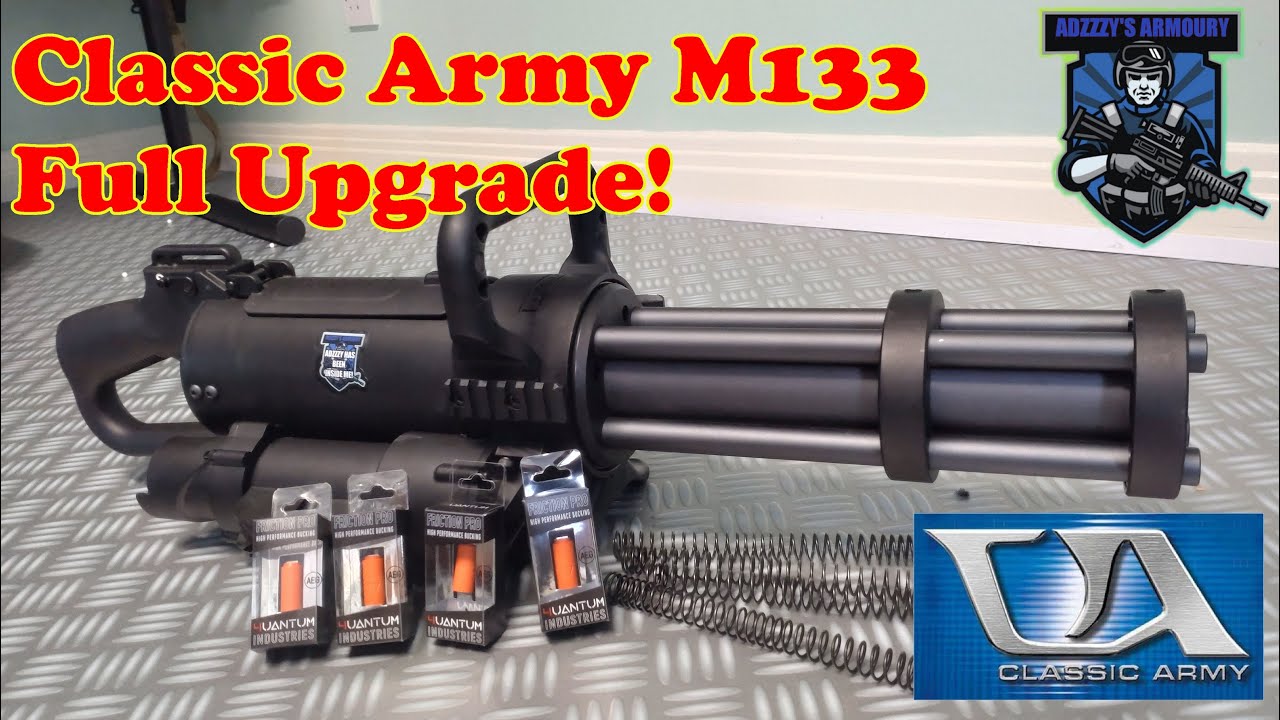 Classic Army M133 Minigun review, upgrade and shooting test - YouTube