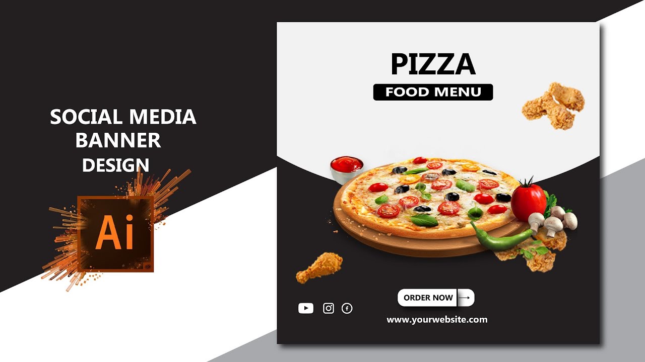 Illustrator Tutorial | Professional Food Banner Design | Marketing ...