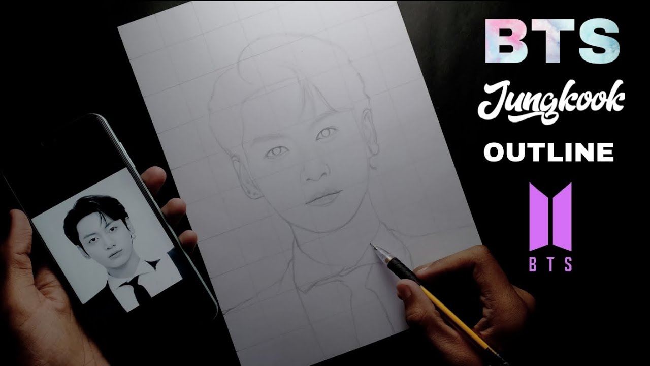 @BTS Jungkook Drawing 💜 | Outline | Artistic Dhruv #bts #jungkook # ...