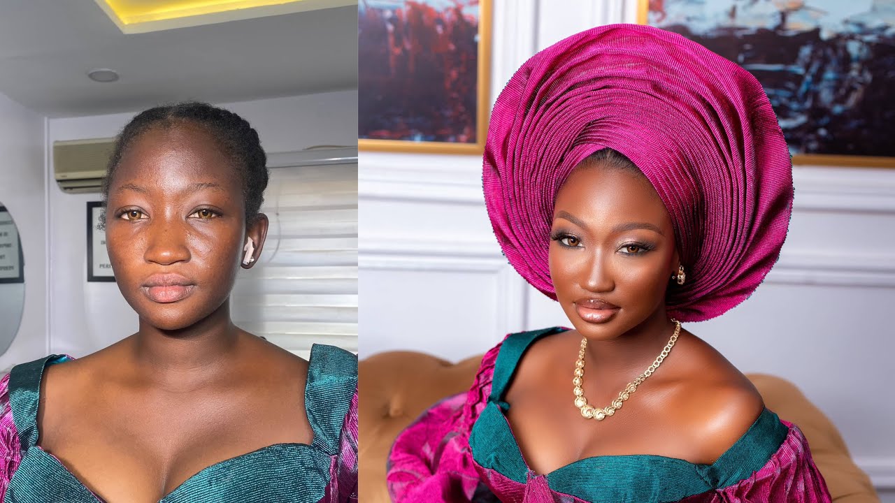 HOW TO: BRIDAL MAKEUP AND GELE TRANSFORMAION FOR DARK SKIN/ WOC ...