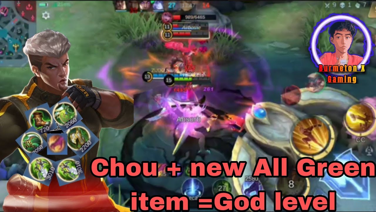 Chou best 1 hit item build ထက်ကြမ်းတဲ့ All Green Item Choou ...
