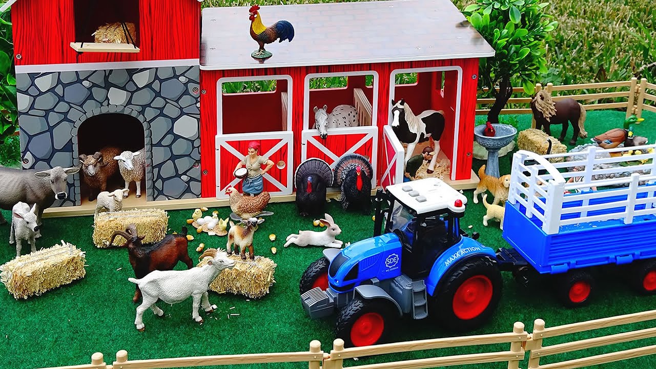 Fun Farm Animal Toy Figurines in a Barnyard - YouTube