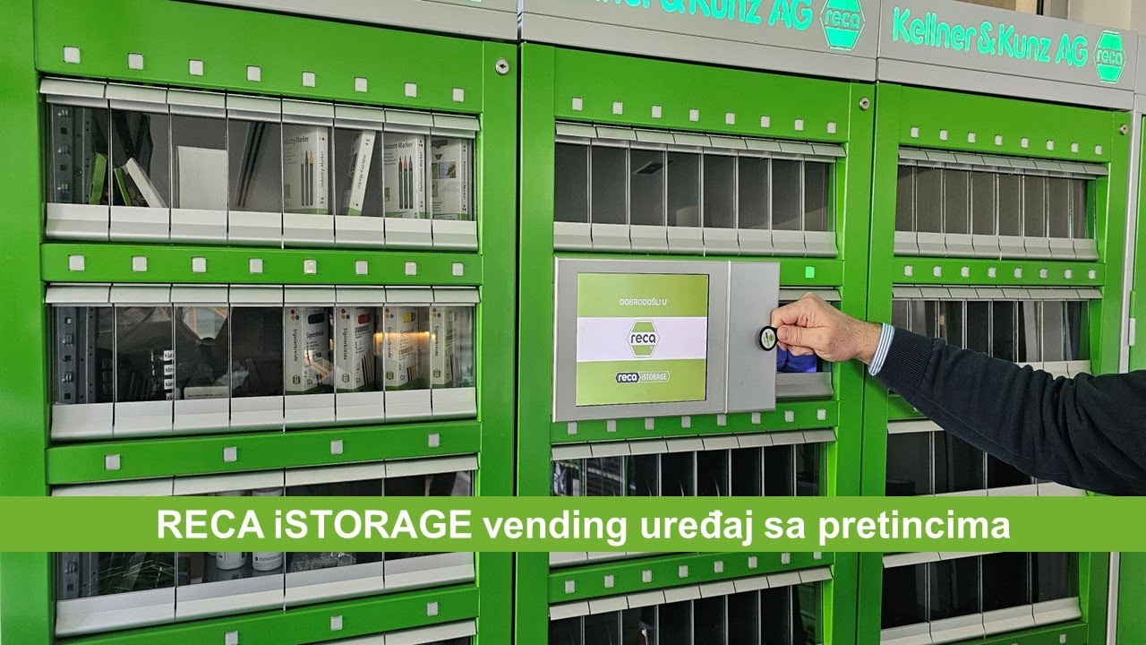RECA iStorage vending aparat sa pretincima - YouTube