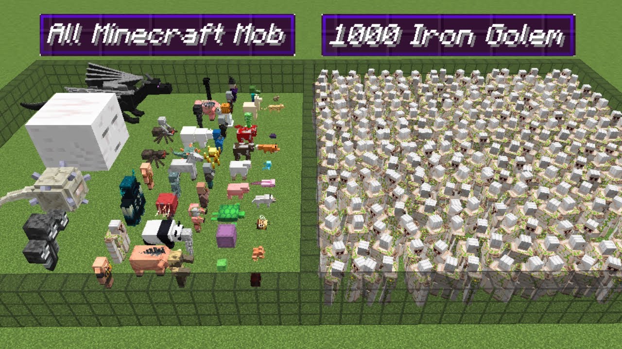 1000 iron golems vs all minecraft mobs x1000 | Minecraft Mob Battle ...