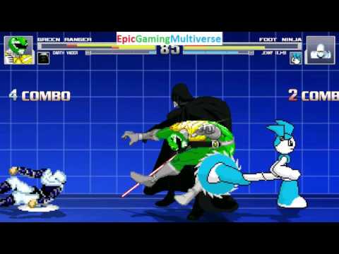 Darth Vader And The Green Ranger VS Foot Ninja And Jenny The Robot In A MUGEN Match / Battle / Fight