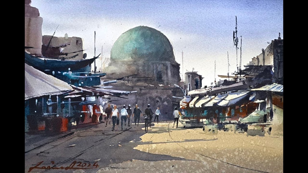 How to paint Bazaar with watercolor - YouTube