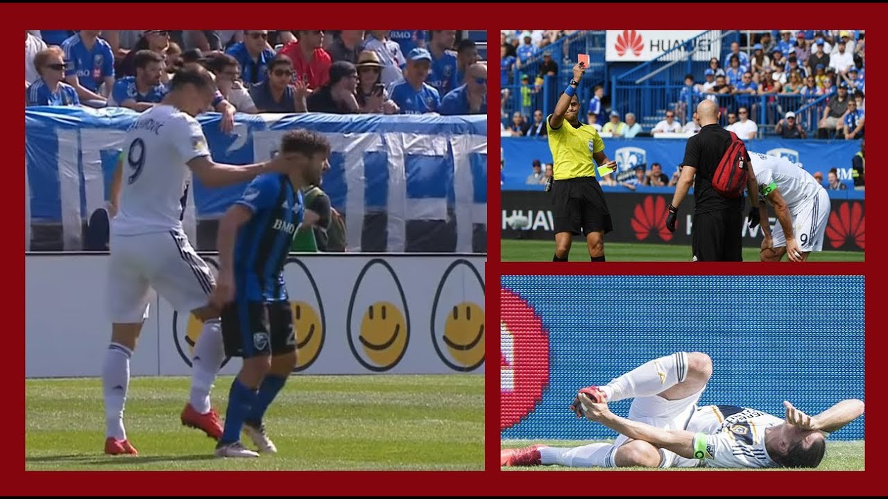 Zlatan Ibrahimovic RED CARD for slapping opponent !!! - YouTube
