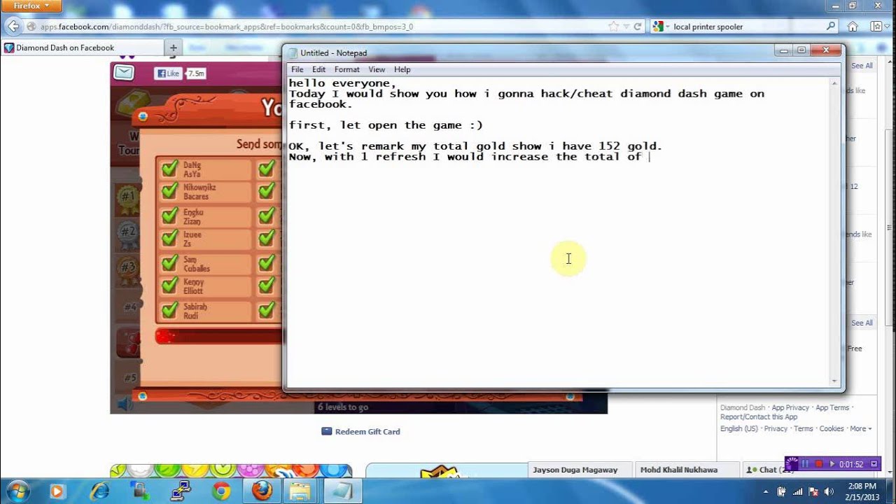 Diamond dash hack gold, level and coin 2013 NEW working - YouTube