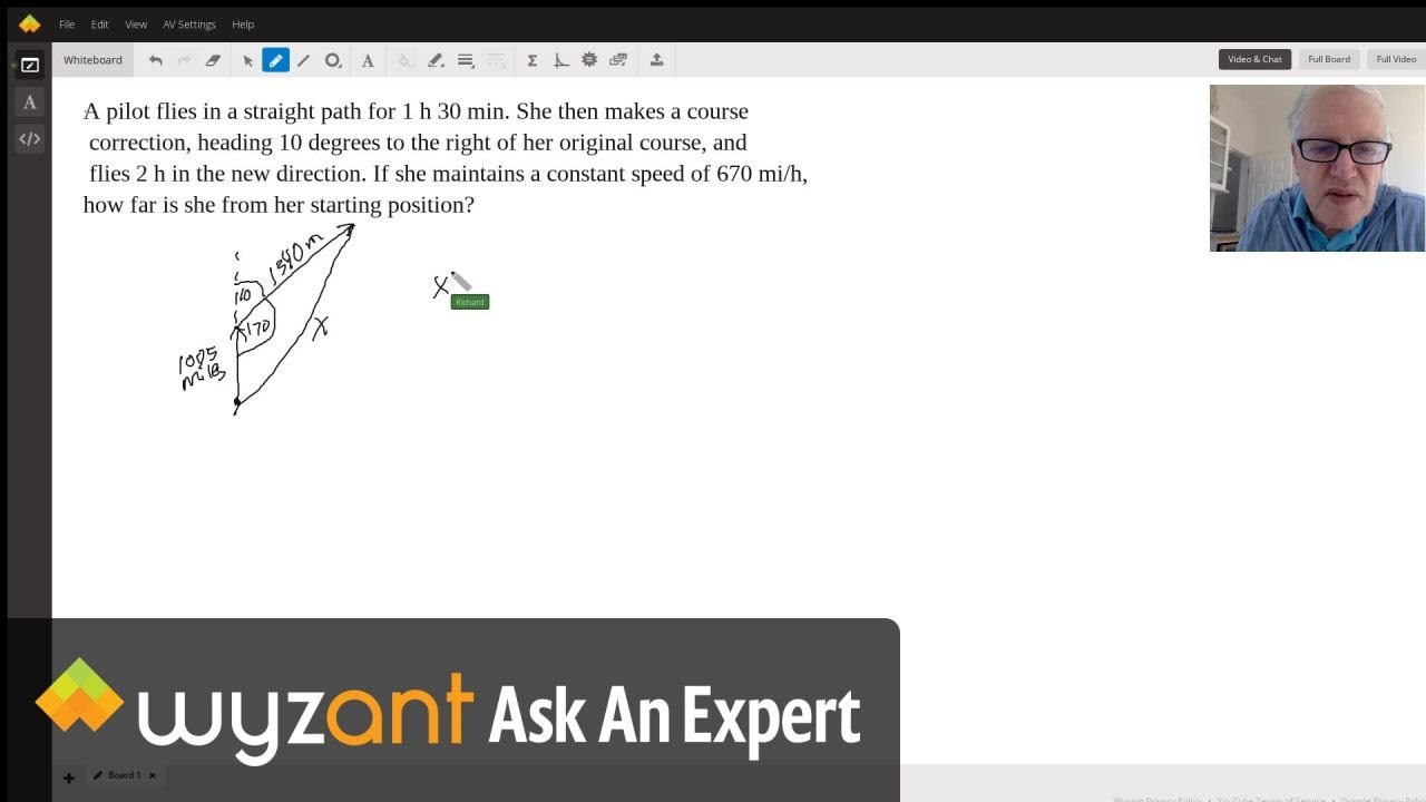 Word problem using the law of cosines - YouTube