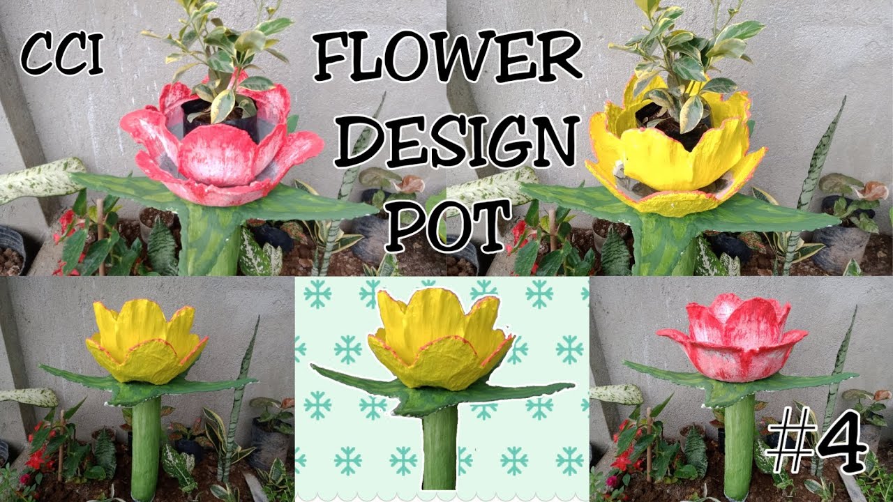 Cement Craft Ideas #4, Flower Design Pot, Flower na Pot pa.. - YouTube