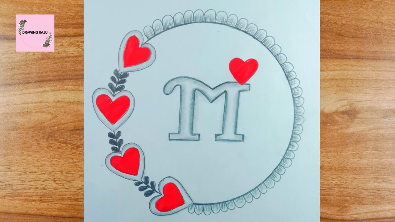 How to make new M letter circle drawing|| simple M letter drawing ...