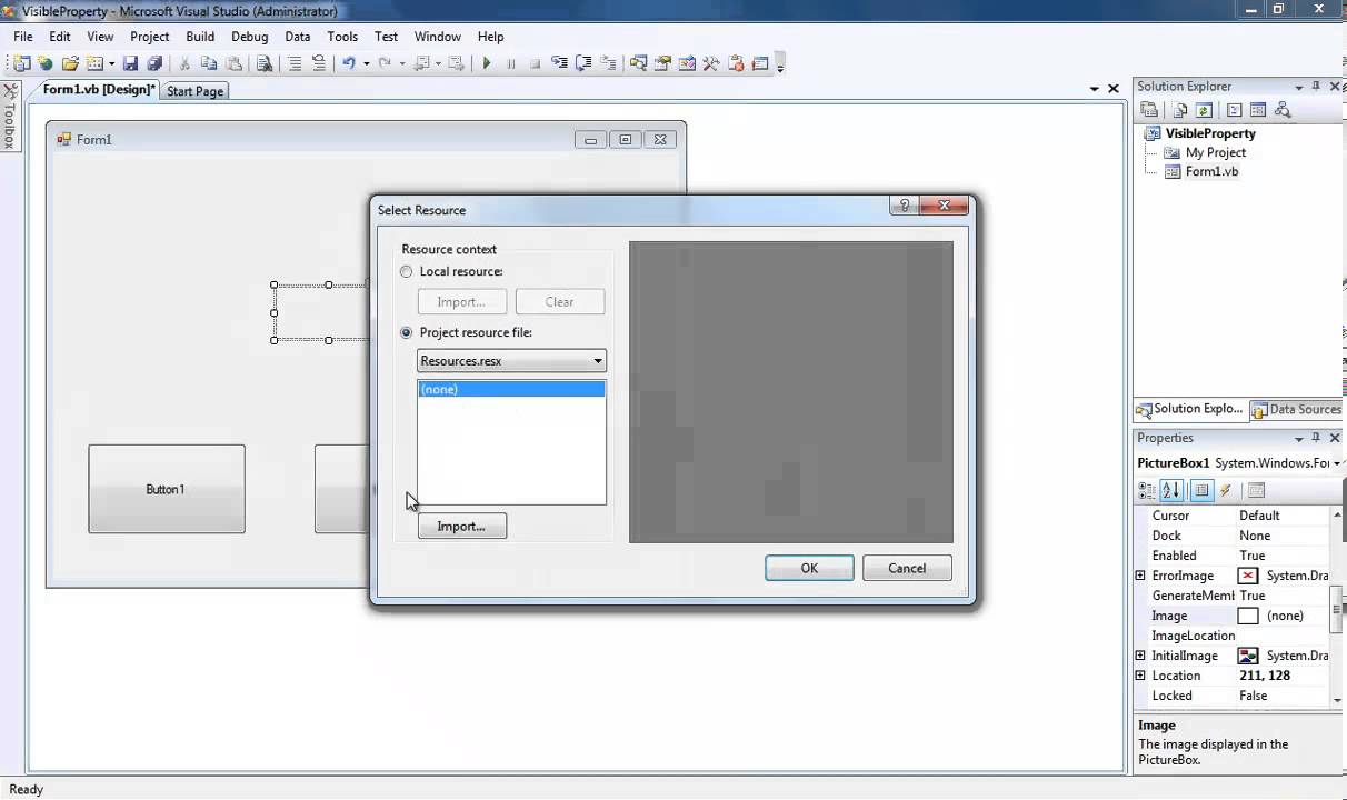 Visible Property in Visual Studio 2008 - YouTube
