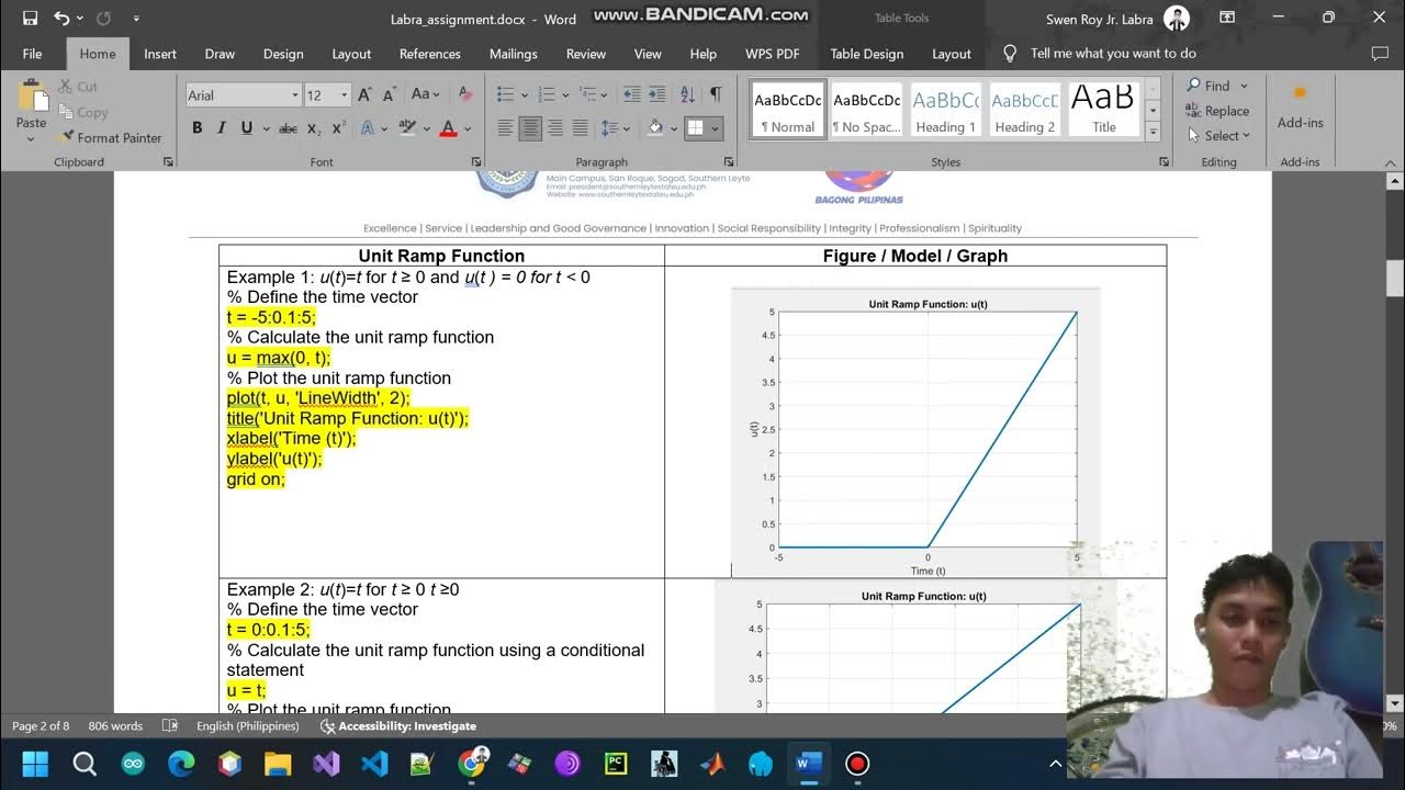 Matlab Code Of Unit Ramp Function Youtube