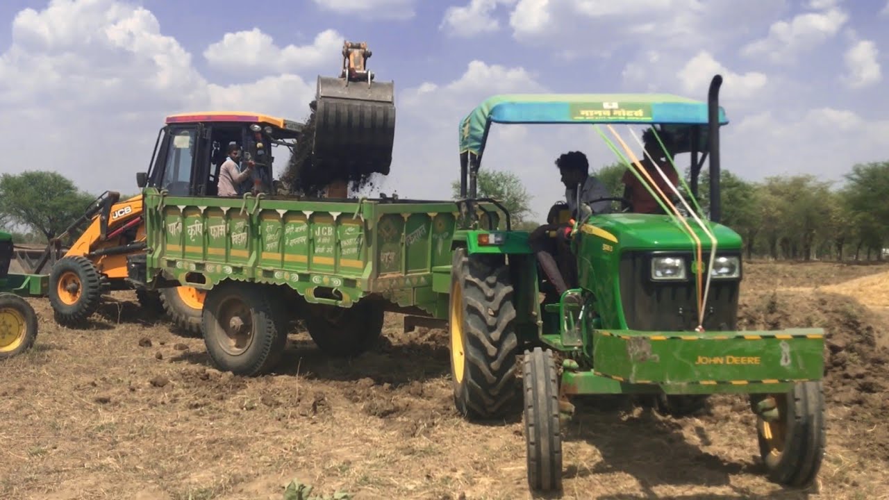 John Deere Tractor Fully Loading Mud in Jcb Backhoe dozer | gadi wale ...