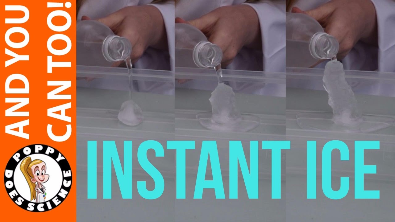 Instant Ice Super Cooled Liquid Experiment - Poppy Does Science - YouTube