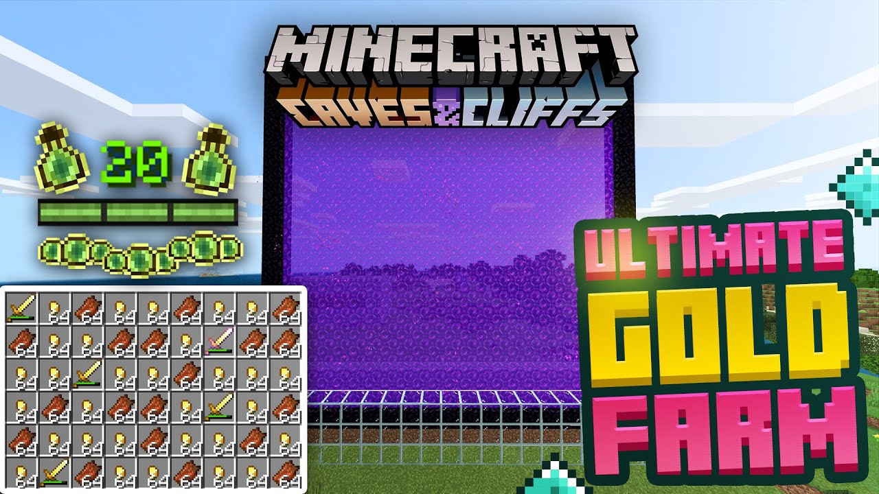 Ultimate 1.17 Zero Tick Gold & XP Farms Minecraft Bedrock || 1400 XP ...