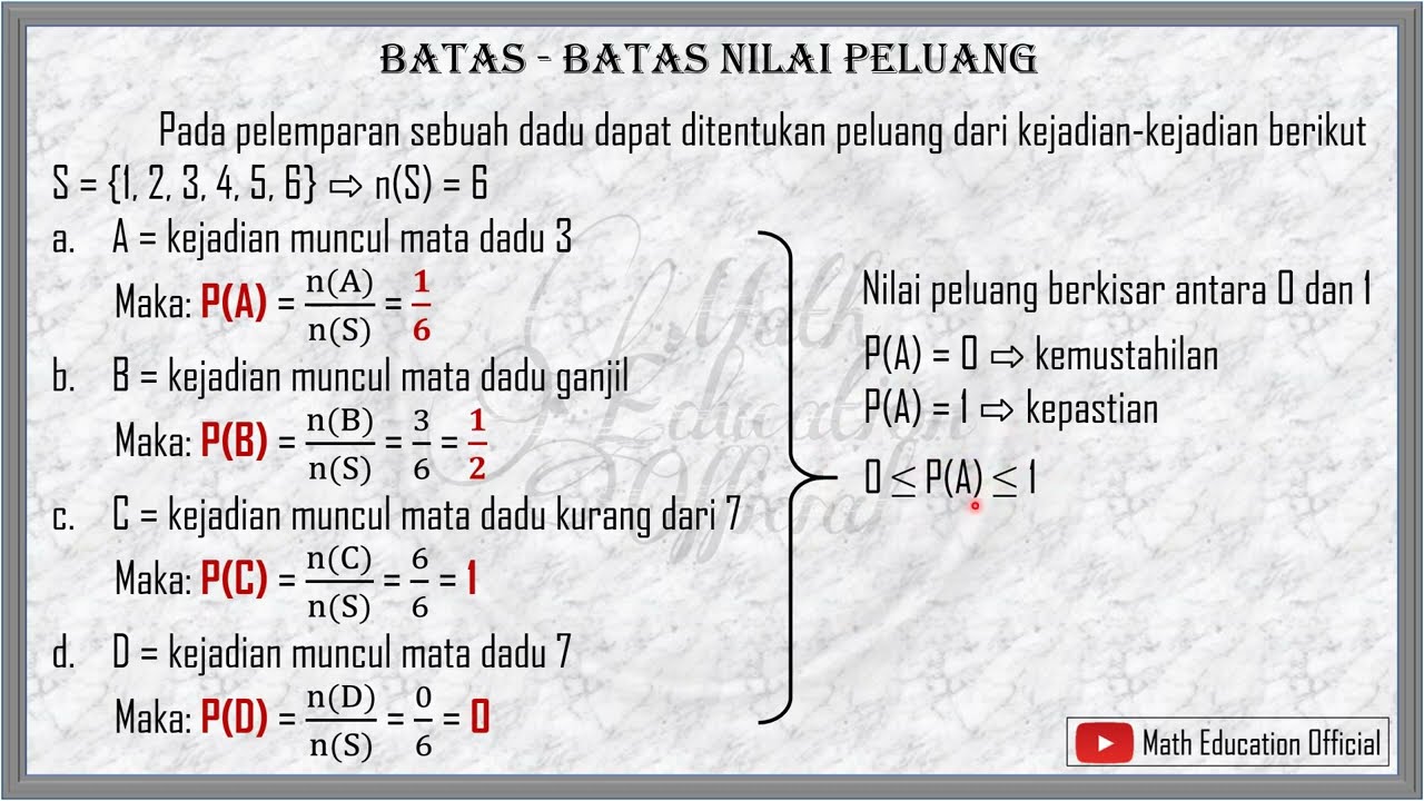 Menghitung Peluang Komplemen Suatu Kejadian - YouTube