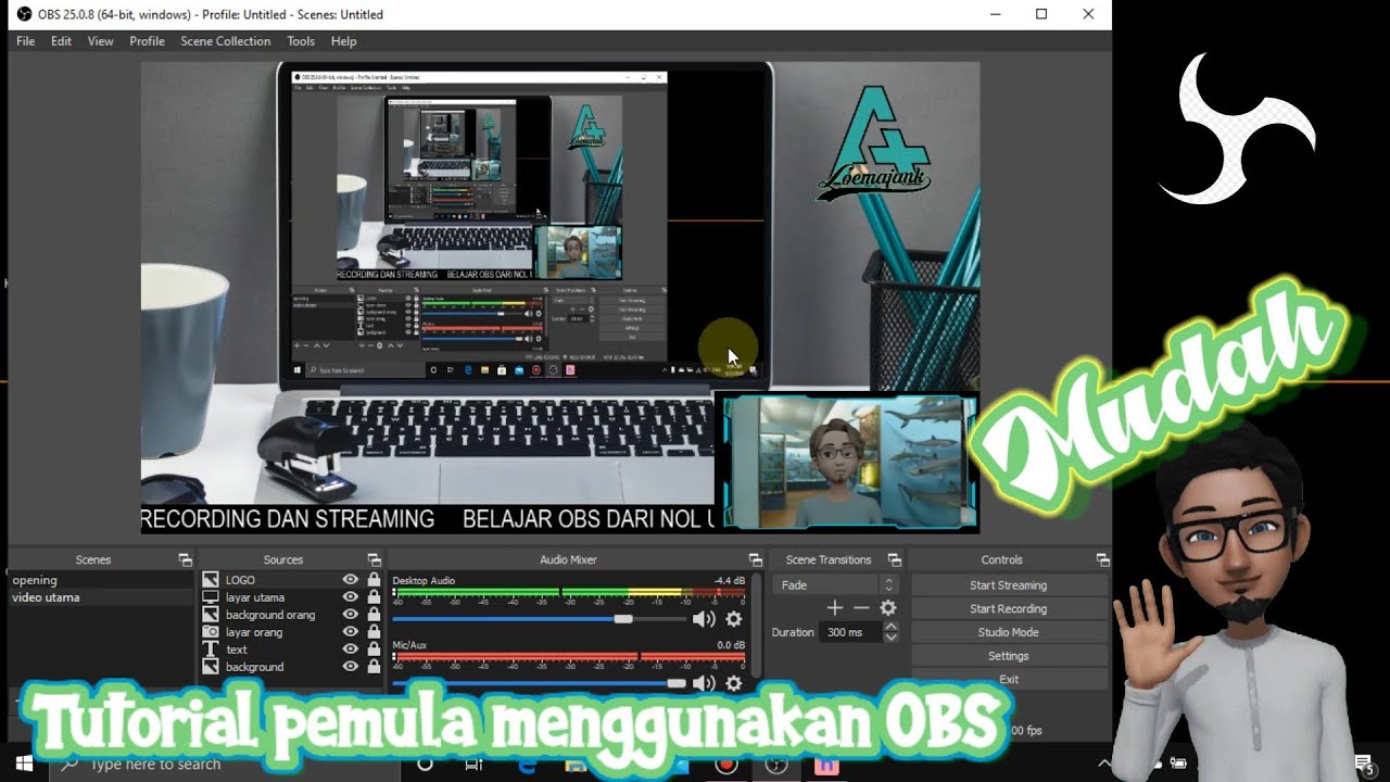 Tutorial pemula menggunakan OBS untuk recording dan streaming - YouTube