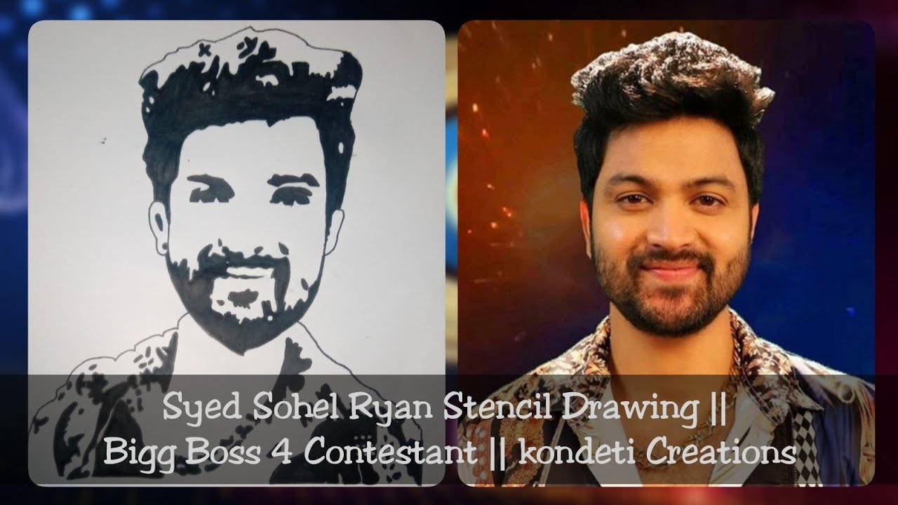 Syed Sohel Ryan Stencil Drawing || Bigg Boss 4 Contestant || KONDETI ...