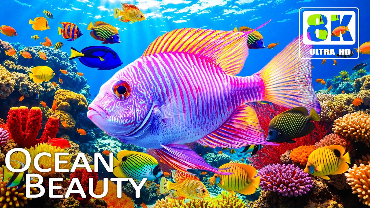 Peaceful 8K Aquarium - Tropical Fish & Coral Reefs with Calming Music ...