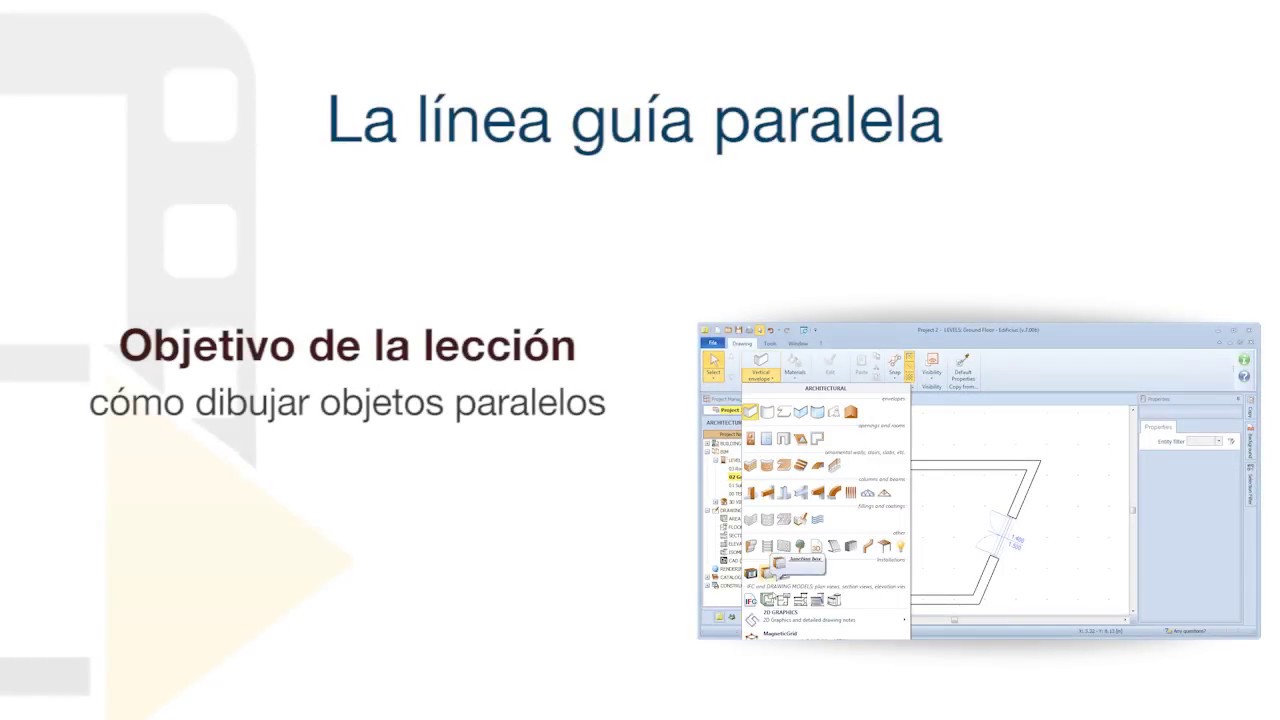 Tutorial de Edificius - Uso de la línea guía paralela - ACCA software - YouTube