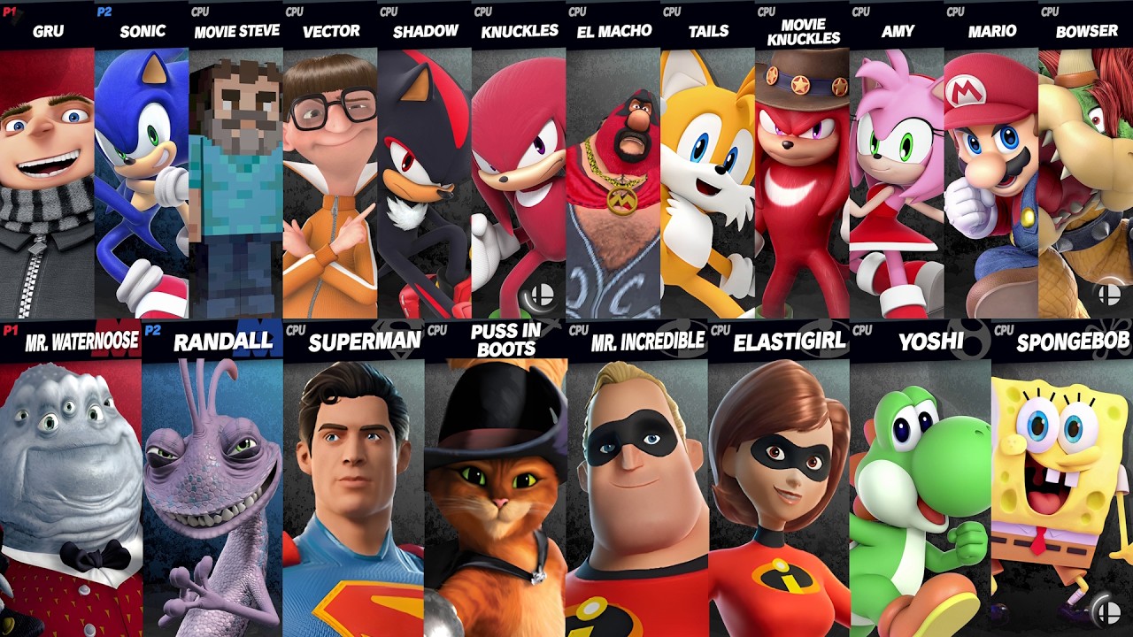 Sonic vs Mario vs Yoshi vs Superman vs Mr. Incredible vs Monster ...