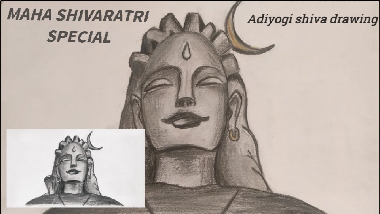Drawing of Adiyogi shiva || how to draw Shiva - YouTube