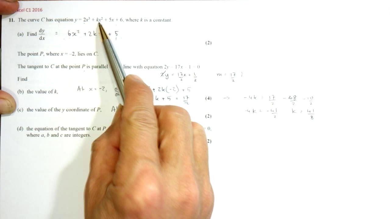 Edexcel C1 2016 Q11 Differentiation and Coordinate Geometry - YouTube