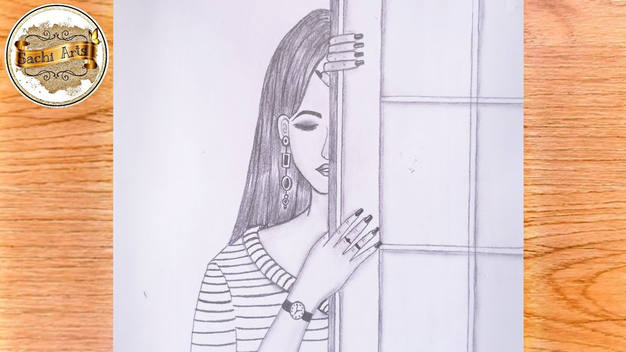 How to Draw a Girl Hidden Half Face Drawing || pencil sketch || Half ...