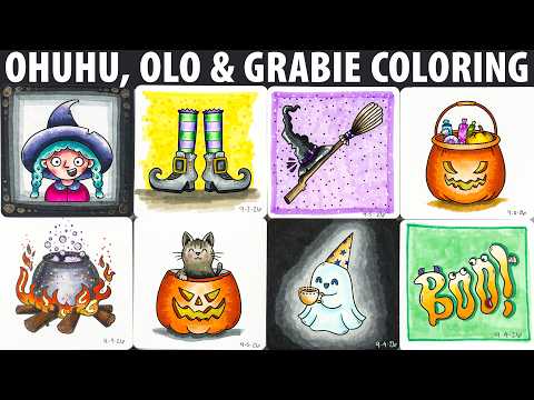 Spaßiges Halloween-Ausmalen | 8 süße Karten, Marker & Glitzer
