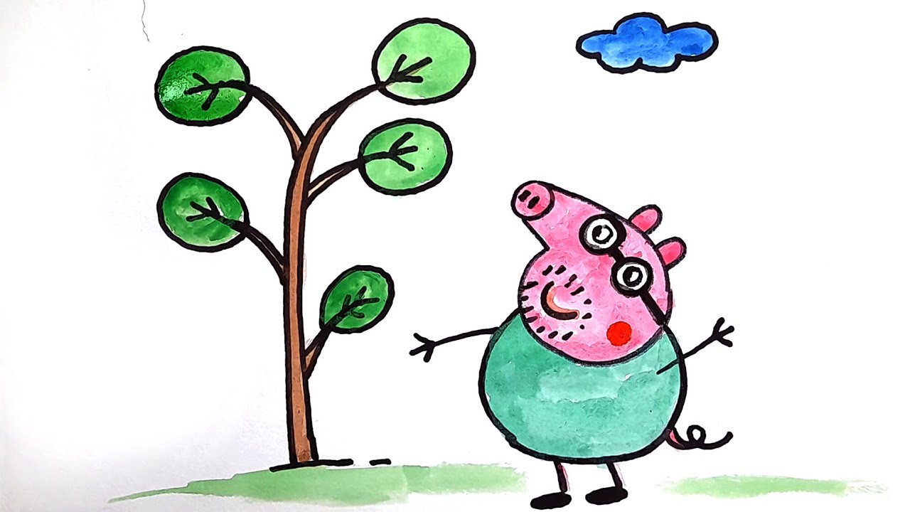 How to draw daddy peppa pig |easy drawing for kids |drawing and ...