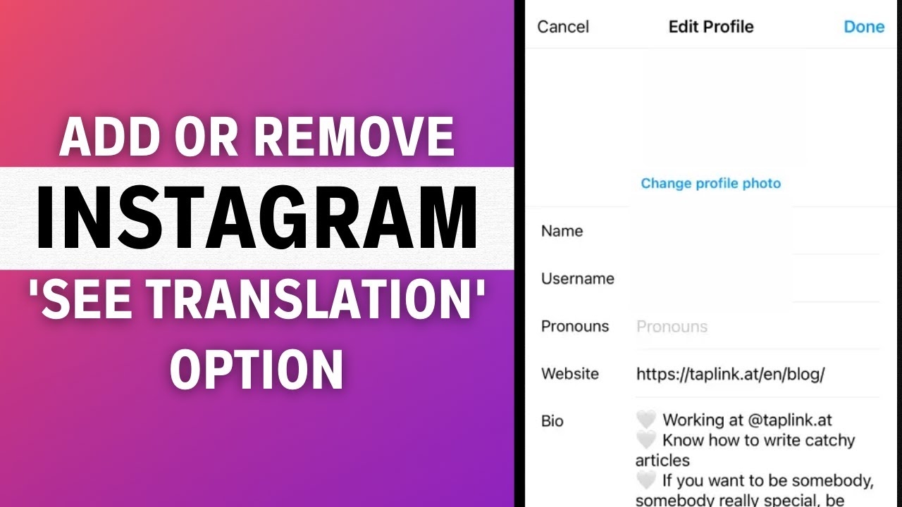 How To Add or Remove 'See Translation' Option On Instagram Bio (FULL ...