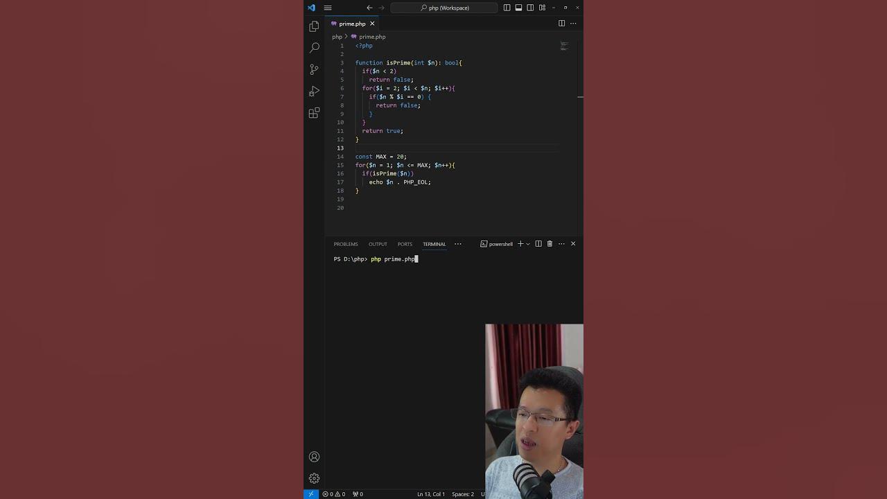 Source Code PHP Untuk Mencari Bilangan Prima #skysen #coding #pemograman #php #logika #bilangan ...