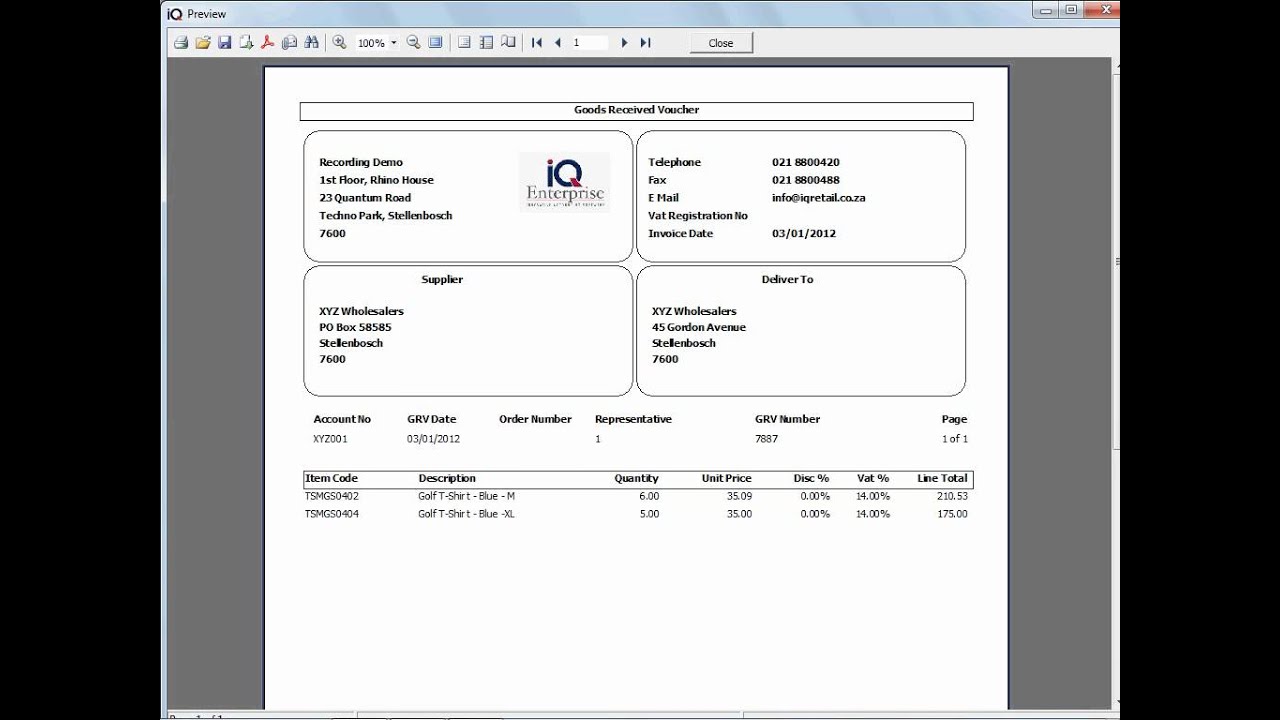 Processing Goods Receiving 9 Auto Print GRV Labels Company Details ...