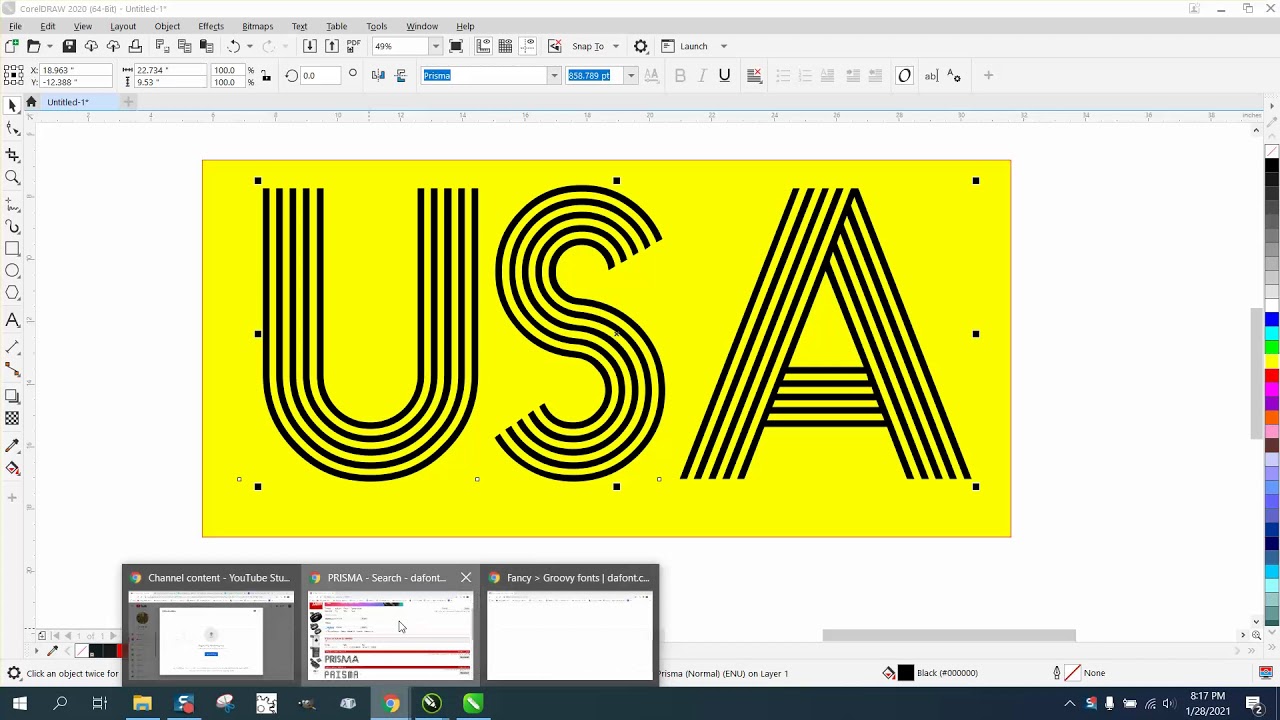 Corel Draw Tips & Tricks a Font with stripes or lines Part 3 dafont com ...