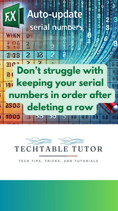 excel tips and tricks: How to Auto-Update Serial Numbers When Deleting l #excel #exceltricks # ...
